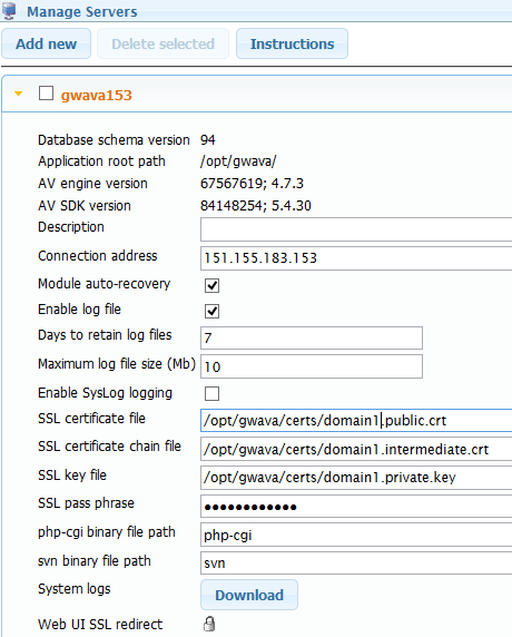 Manage Servers - Micro Focus Secure Messaging Gateway Administrator's Guide